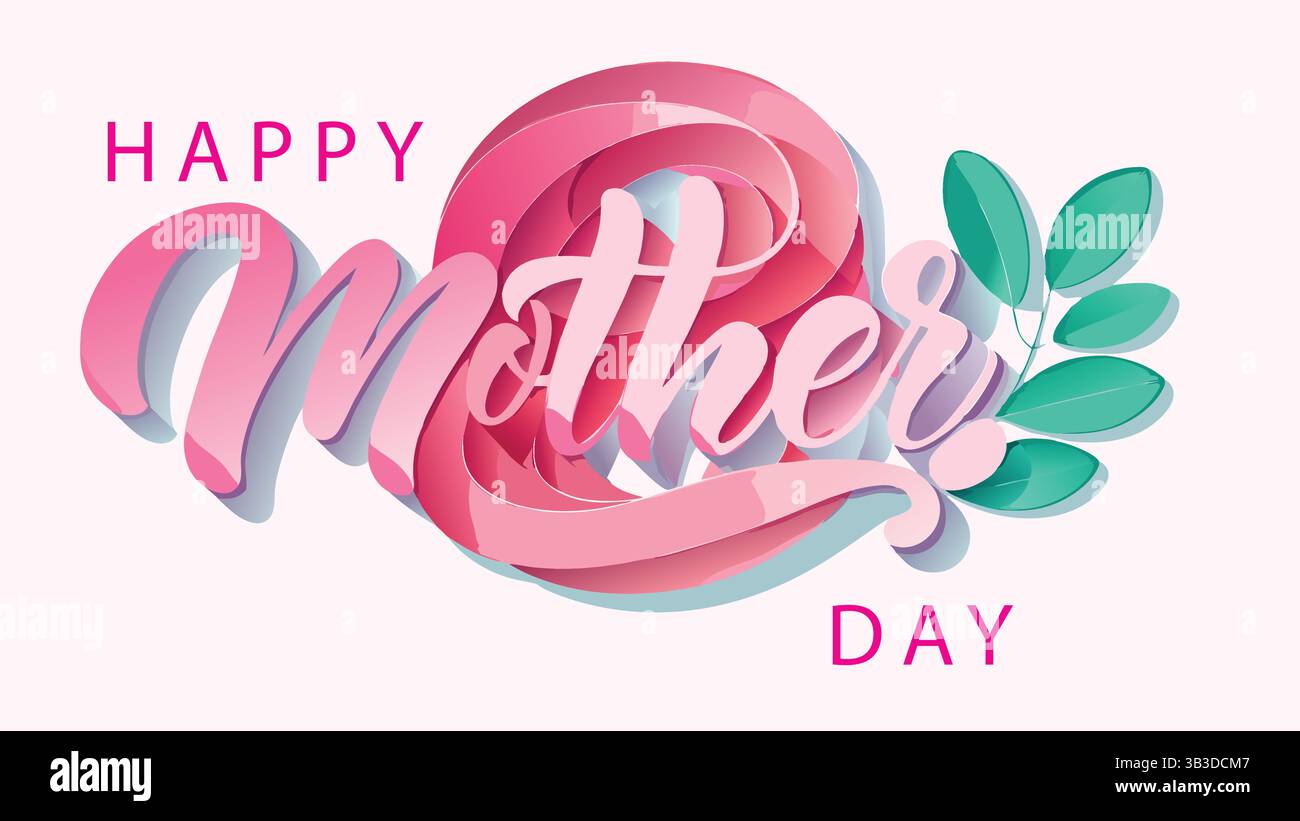 Elegant "Happy Mother's Day" Calligraphy Typography Vector ...