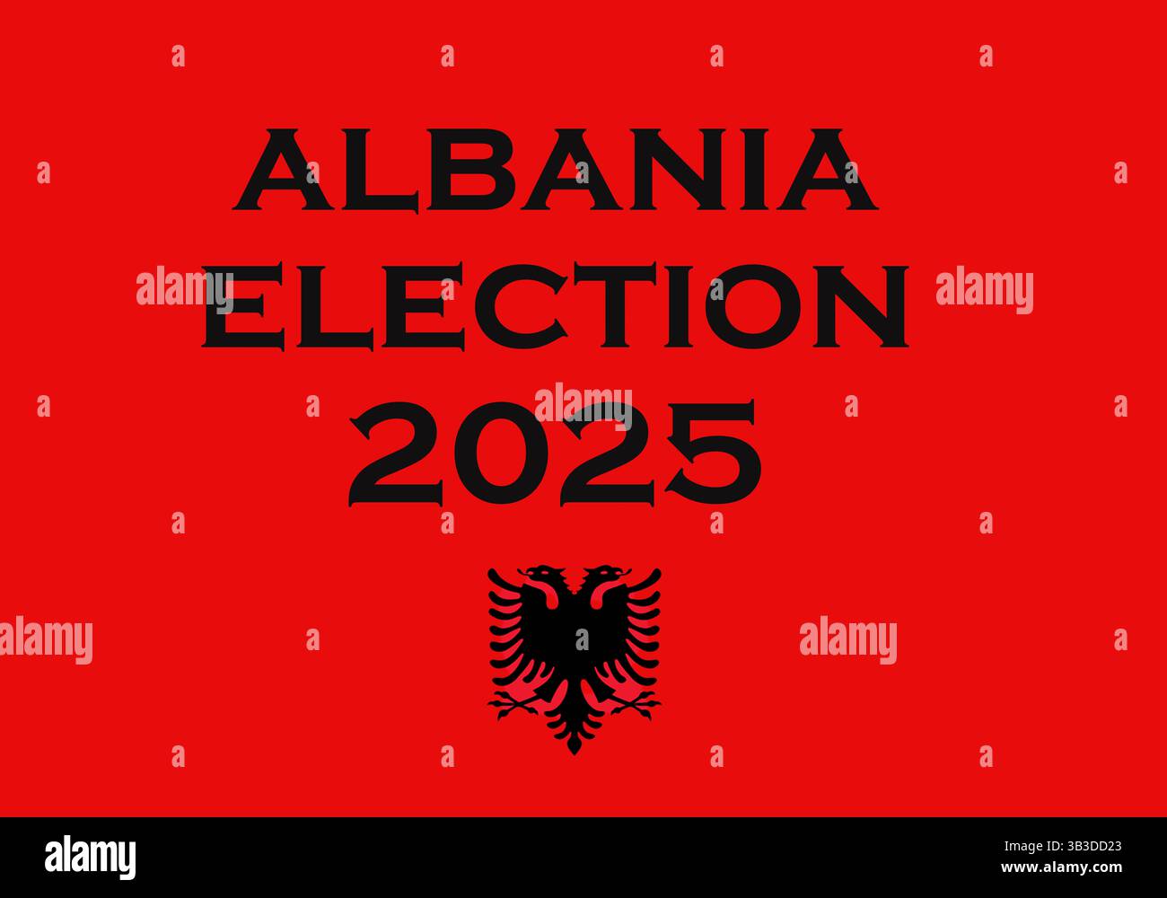 Elections Albania 2025. Voting banner with national albanian symbol two headed eagle on red ...