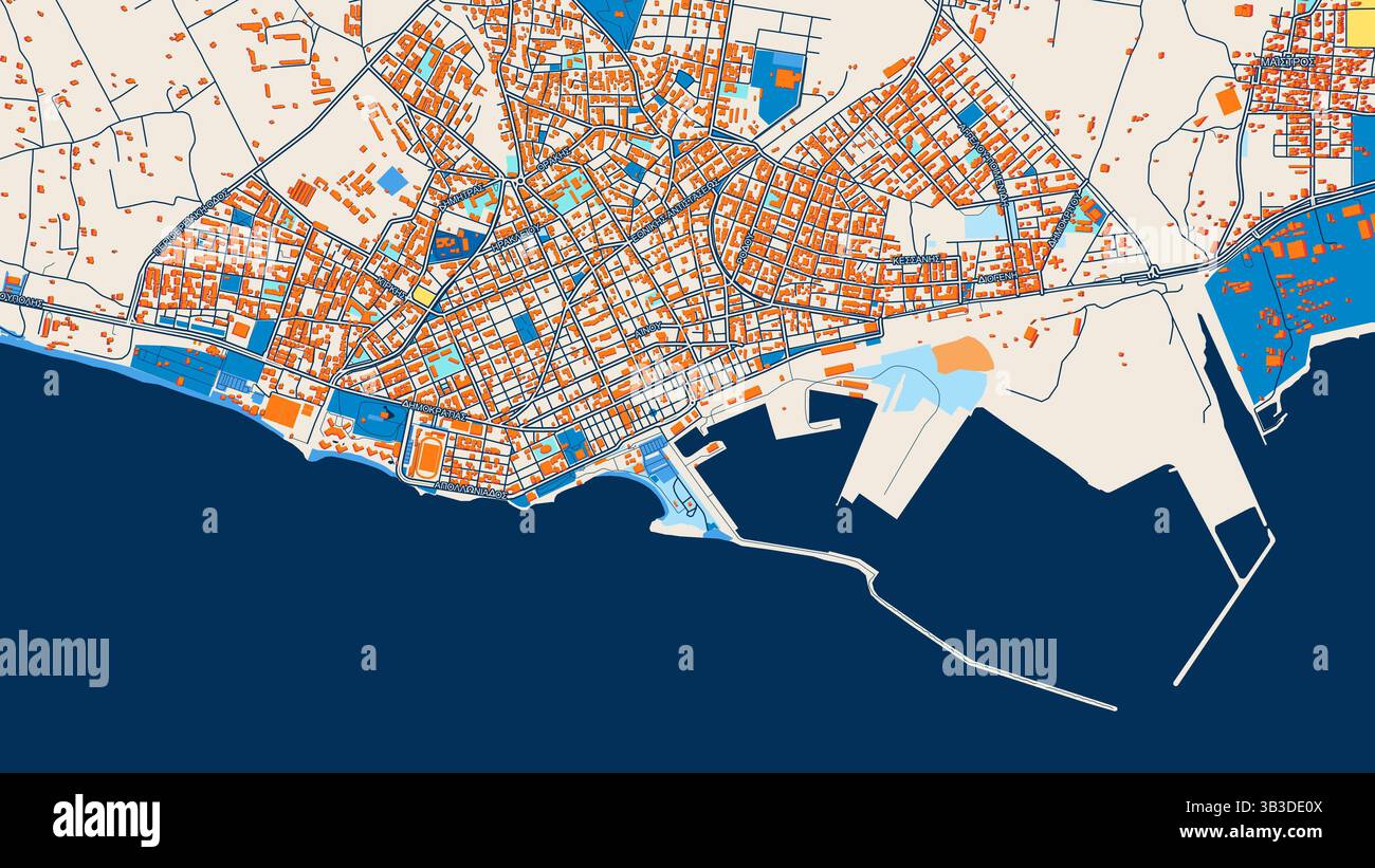 Colorful Alexandroupoli Art Map with Labels and Buildings with many ...