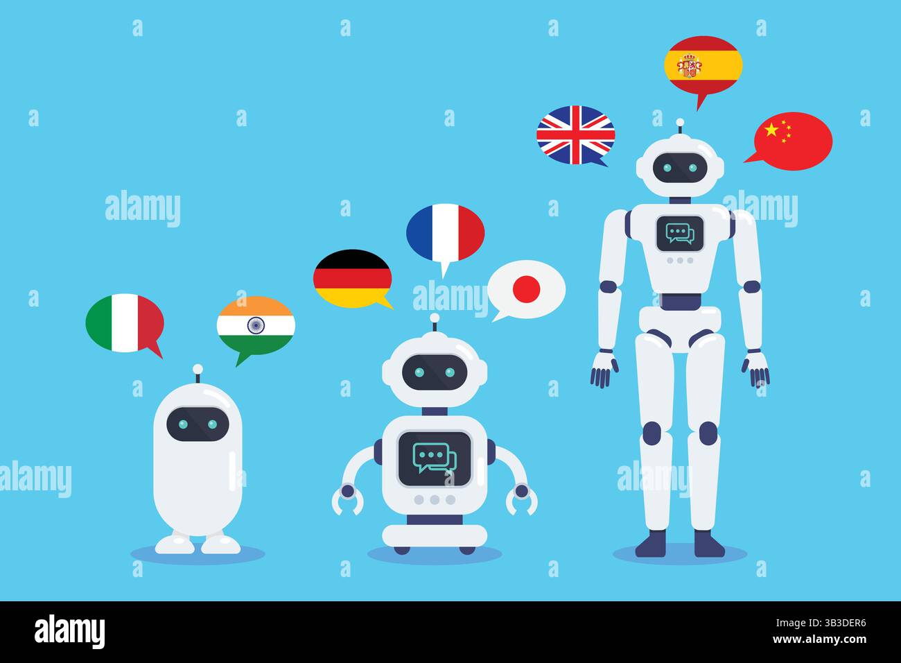 Artificial Intelligence chatbots translator Futuristic Intelligence Machine. Language learning ...