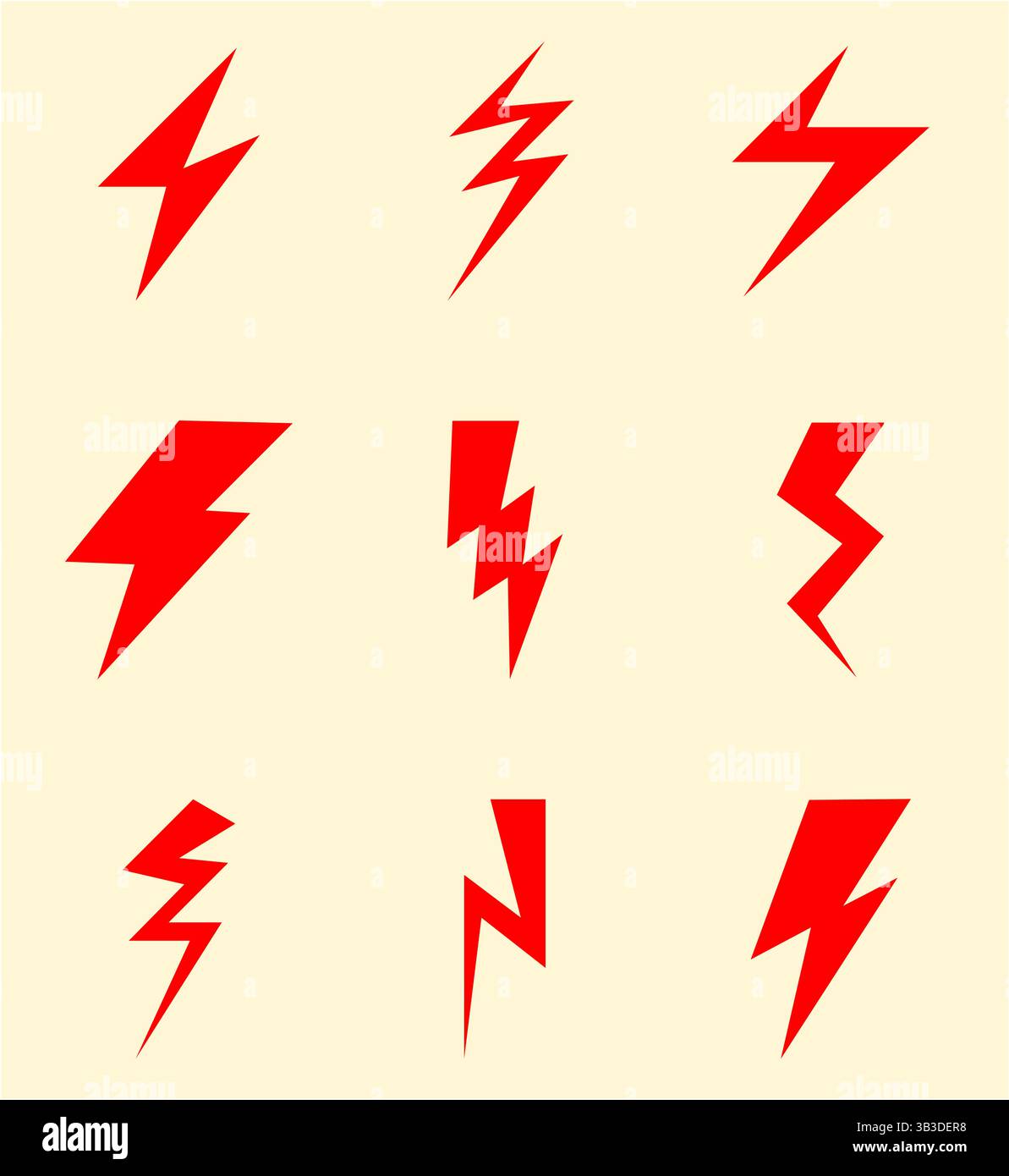 Silhouette Vector Thunderbolt Flash Icon Set isolated on a Beige ...