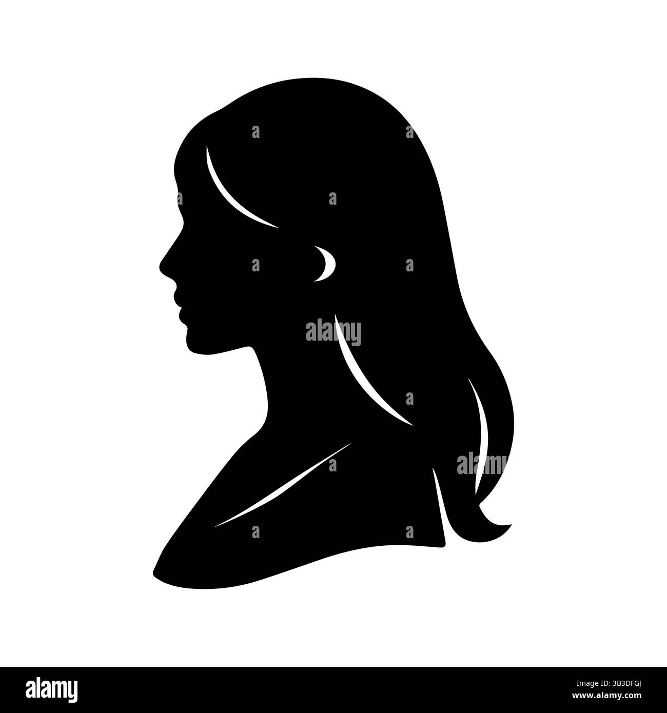 Female face silhouette outline hi-res stock photography and images - Alamy