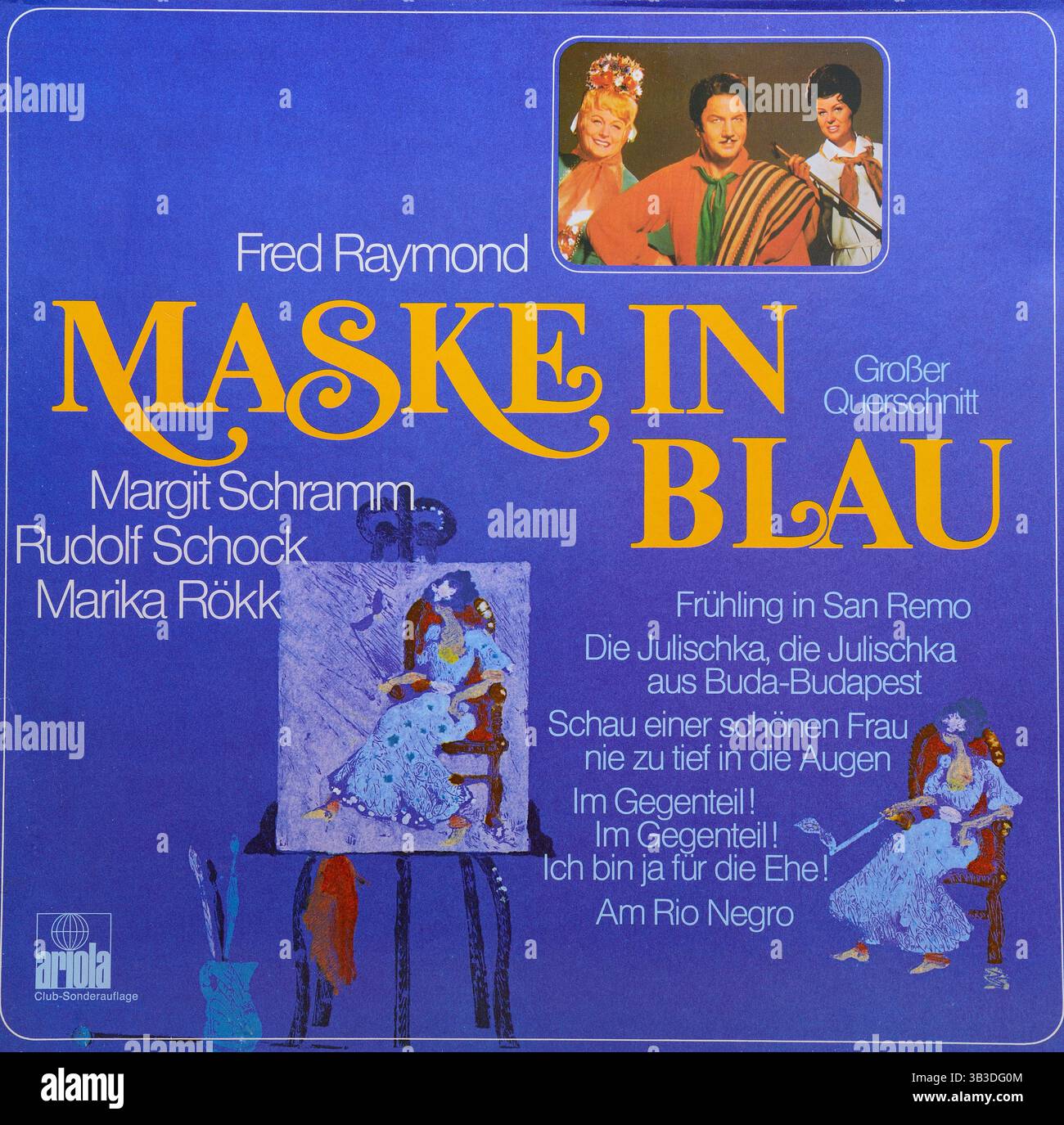 Vintage vinyl record cover, Fred Raymond, Mask in Blue, Large Cross ...