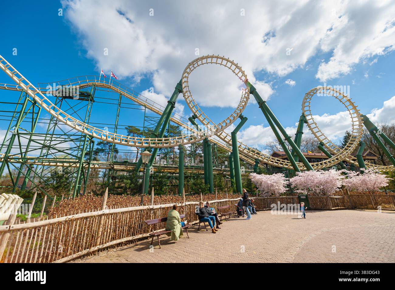 Famous steel rollercoaster ¨Python¨ with several loopings in amusement ...