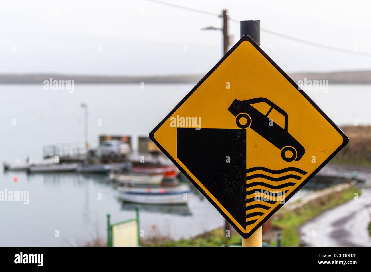 Unprotected Quay road sign at Colla Pier, Schull, West Cork, Ireland ...