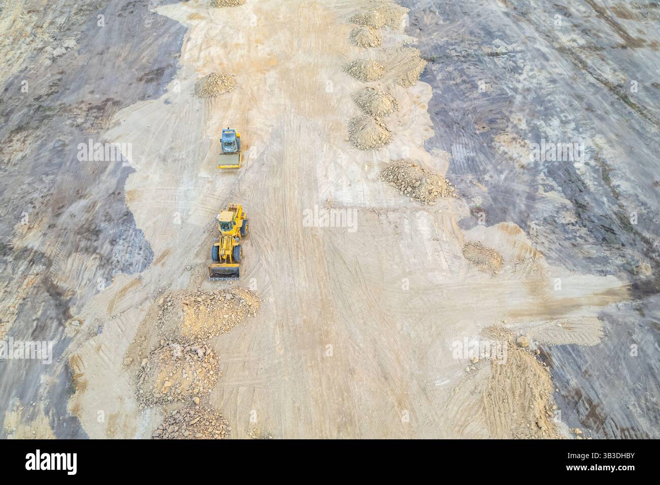 aerial view of a construction site with excavators abstract aerial view ...