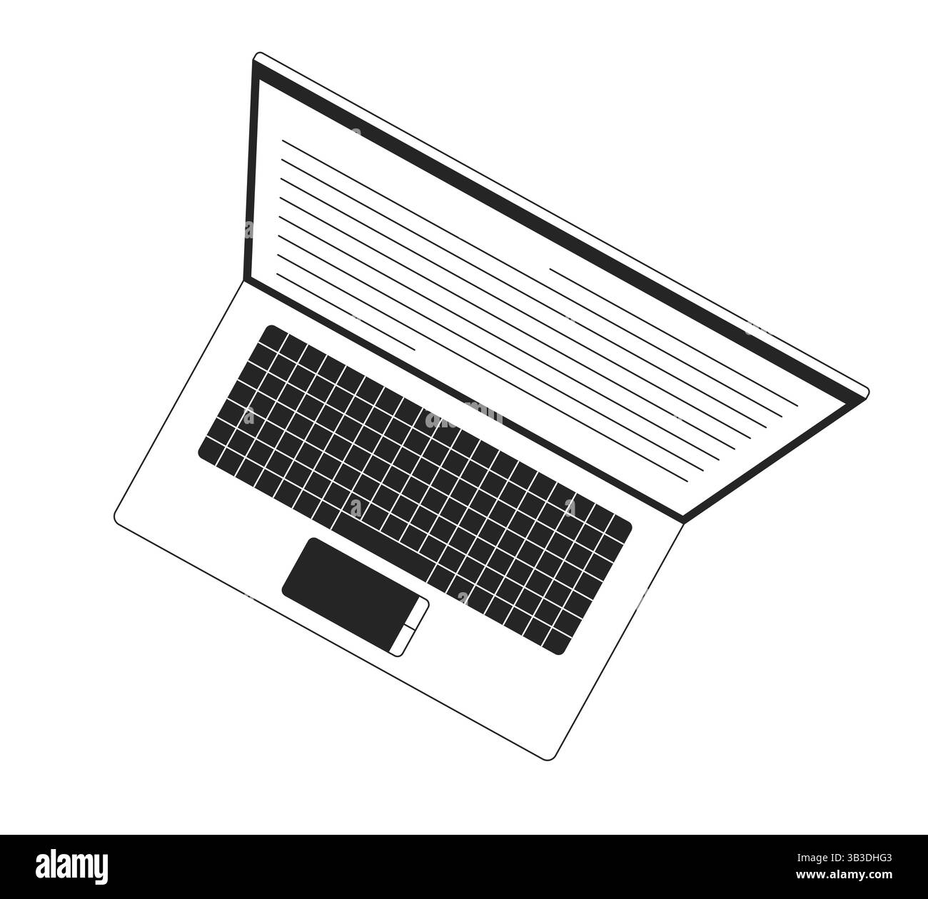 Modern angled laptop with screen filled with lines of data 2D line ...