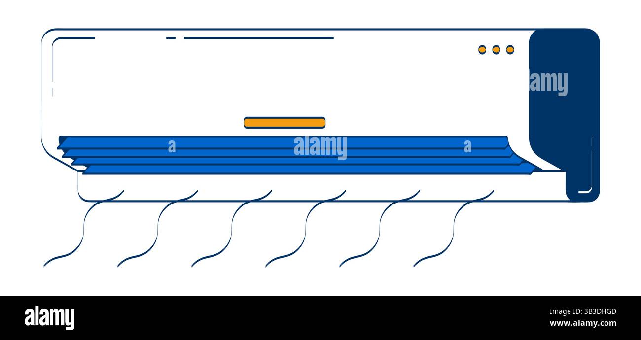 Wall-mounted air conditioner blowing cool air 2D doodle object Stock ...
