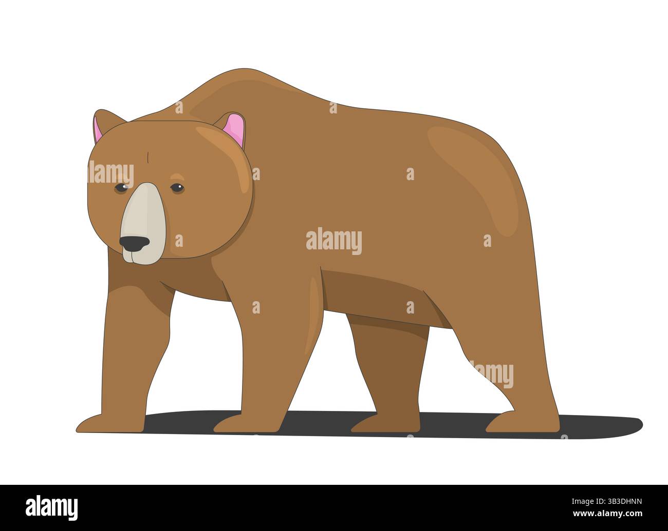 Large brown bear forest animal standing 2D cartoon character Stock ...