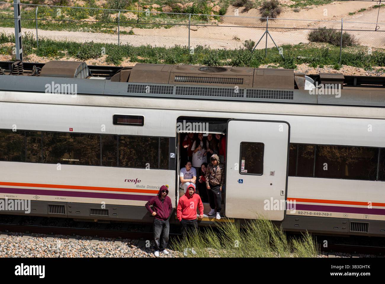 A train parked in the middle of the track due to the blackout in the ...