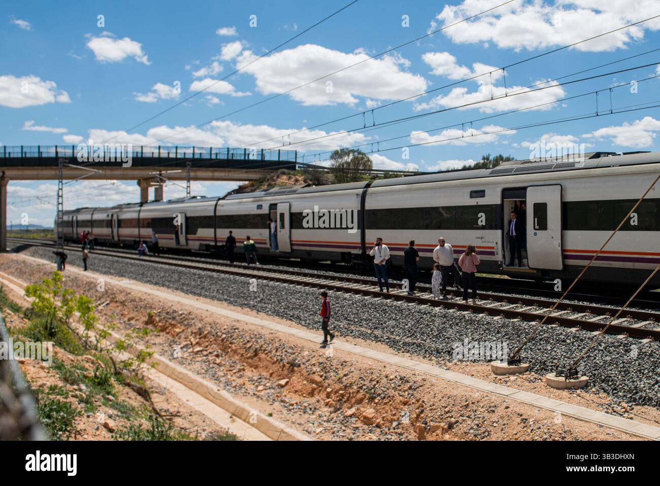 A train parked in the middle of the track due to the blackout in the ...