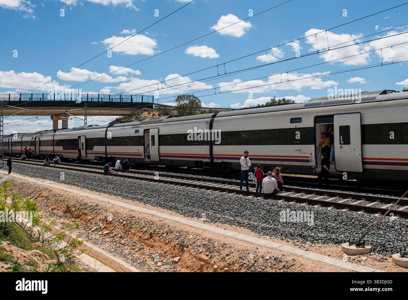 A train parked in the middle of the track due to the blackout in the ...