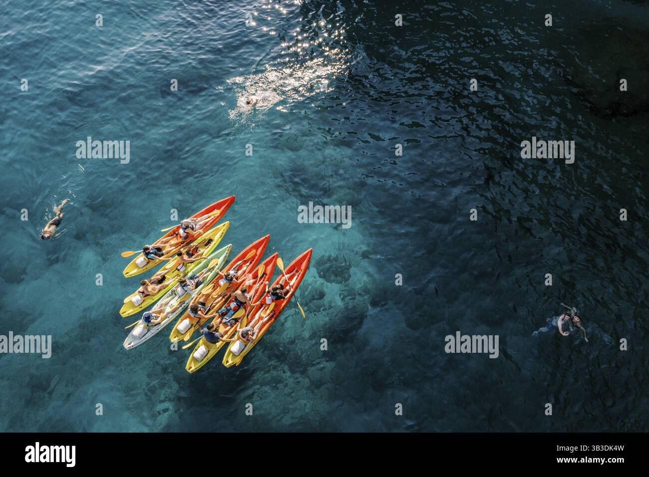 Drone down view kayakers canoes hi-res stock photography and images - Alamy