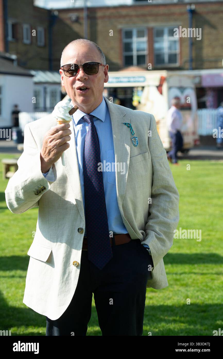 Windsor, Berkshire, UK. 28th April, 2025. Trainer Clive Cox enjoying an ...