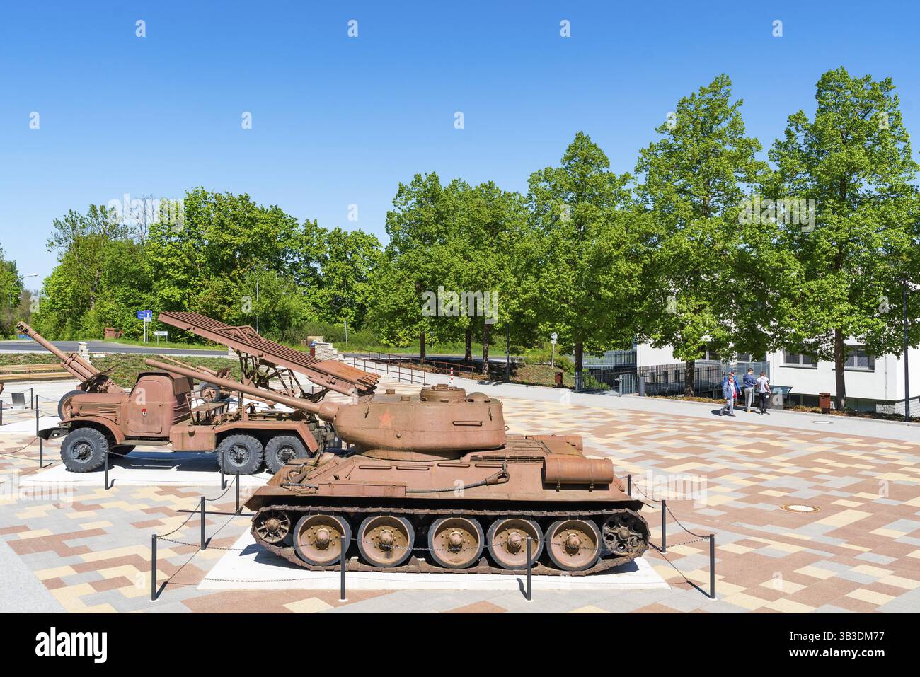 T-34 tank and Stalinorgel projectile launcher of the Soviet Army at the ...