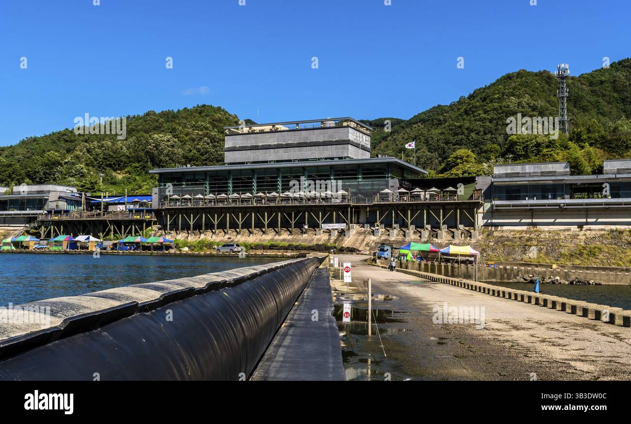 Geumgang, South Korea, September 13, 2019: Modern buildings of highway ...