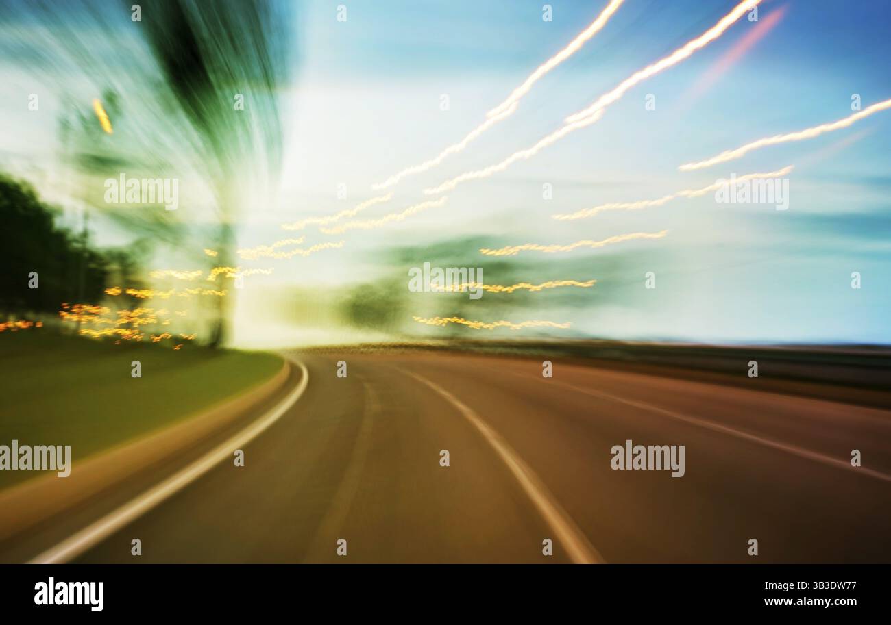 Moving forward motion blur background, evening scene Stock Photo - Alamy