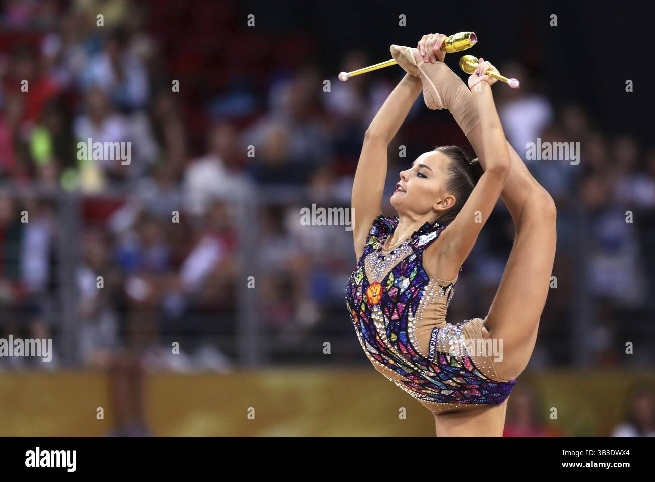 Sofia, Bulgaria - 14 September, 2018: Dina AVERINA from Russia performs with clubs during The ...