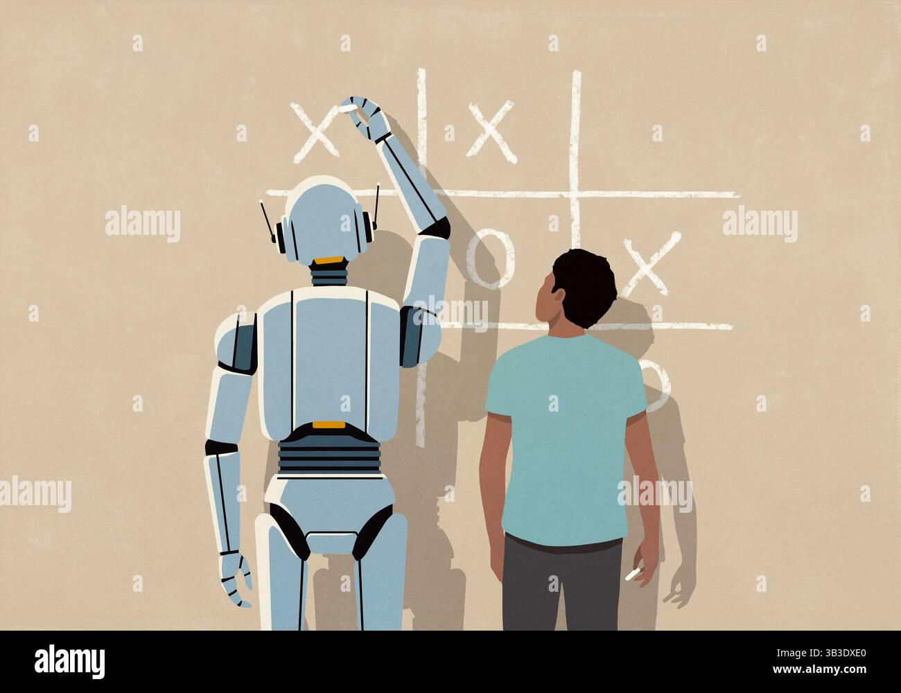 Man playing tic-tac-toe with AI humanoid robot Stock Photo - Alamy