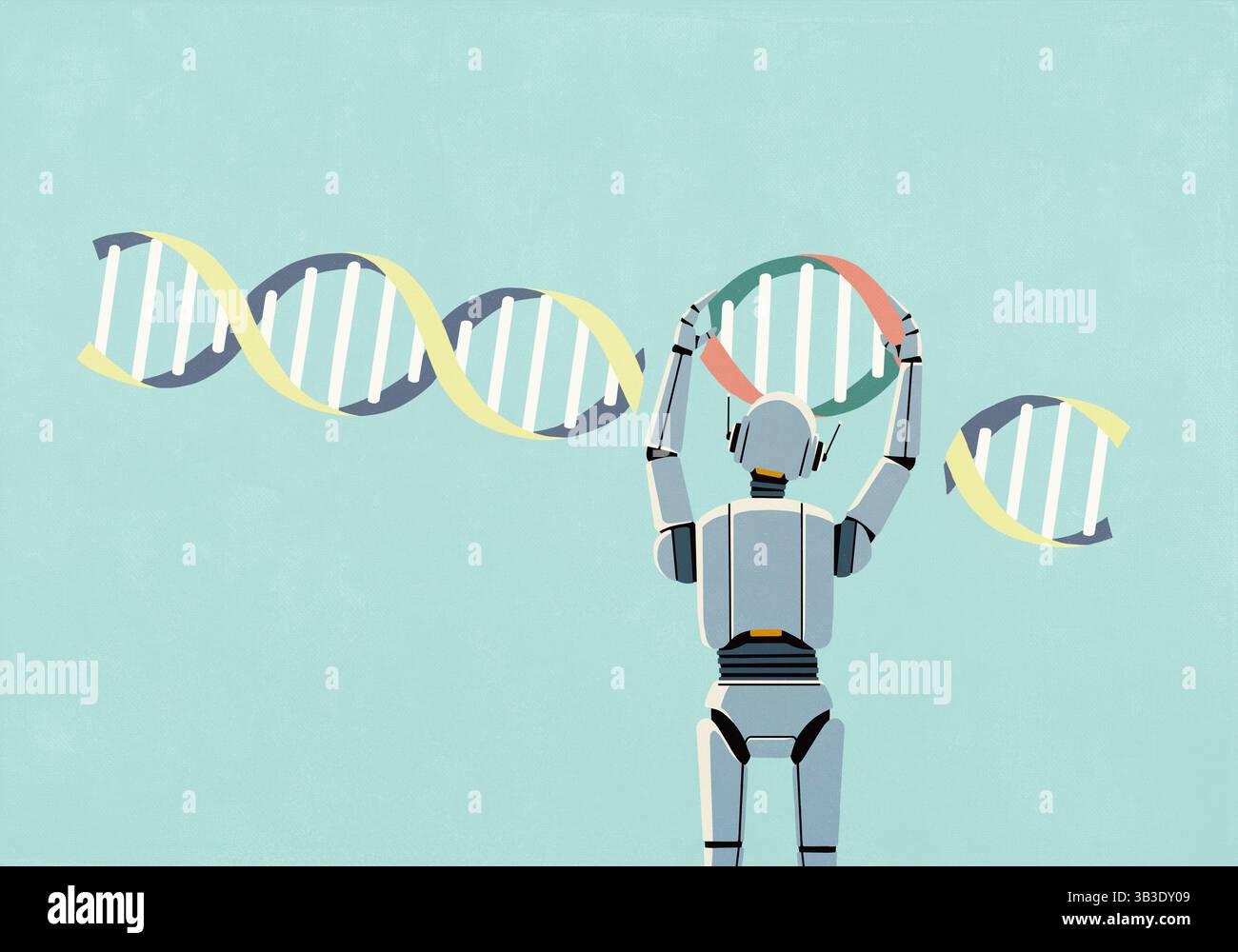 Humanoid robot altering DNA double helix Stock Photo - Alamy