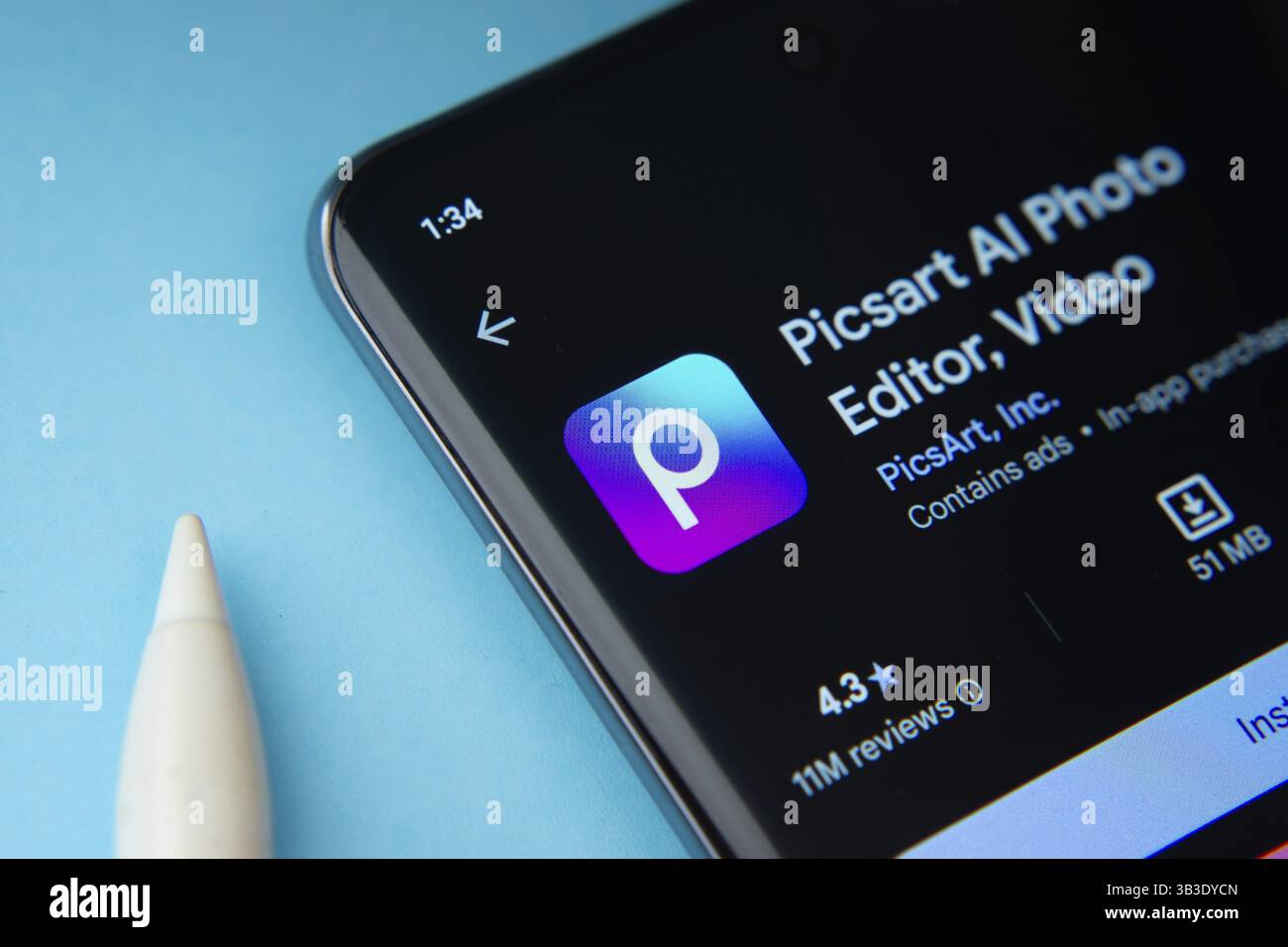 Dhaka, Bangladesh- 17 March 2025: The picsart app from Google Playstore is displayed on a ...