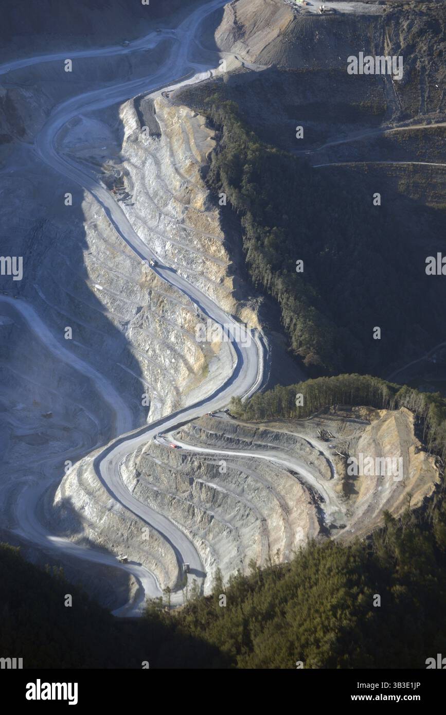 Aerial of the Oceana gold mine near Reefton, Westland, New Zealand ...