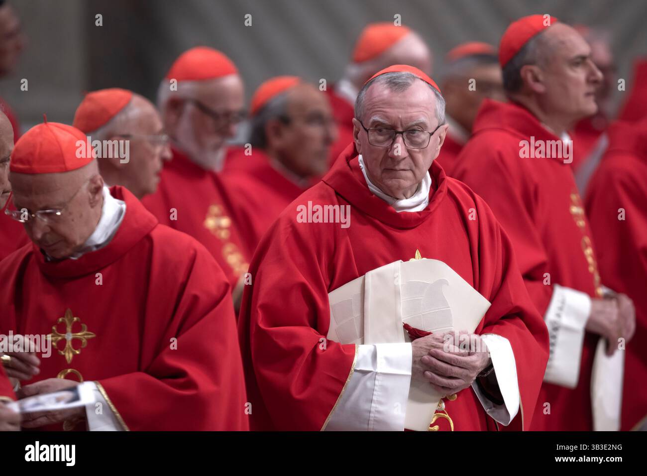 Vatican City, Vatican, 28 April 2025. Cardinal Pietro Parolin attends a ...