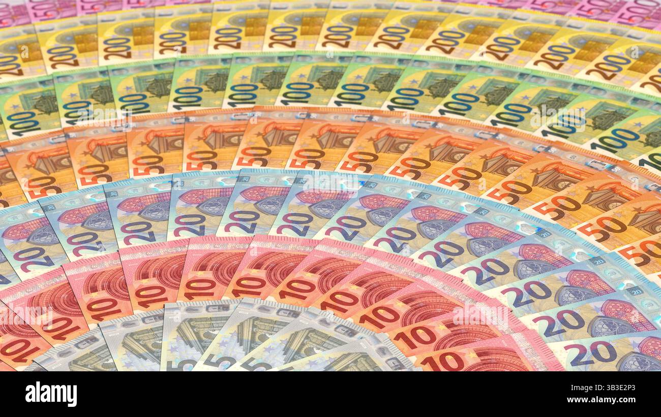 All Euro banknotes arranged in a circle Stock Photo - Alamy