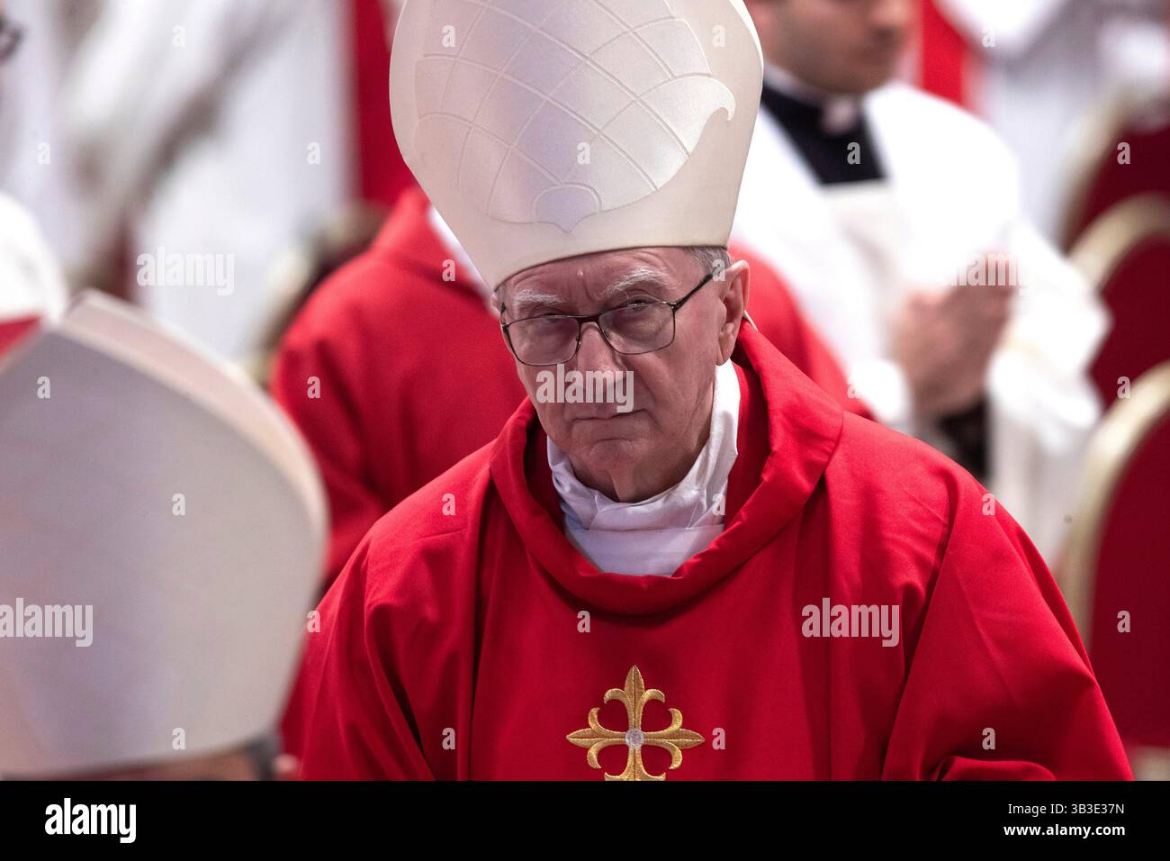 Vatican City, Vatican, 28 April 2025. Cardinal Pietro Parolin attends a ...