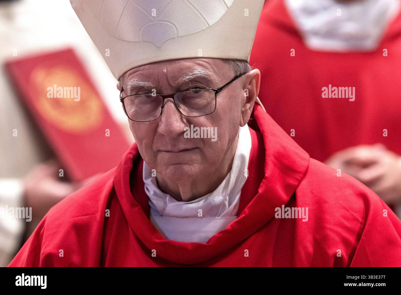 Vatican City, Vatican, 28 April 2025. Cardinal Pietro Parolin attends a ...