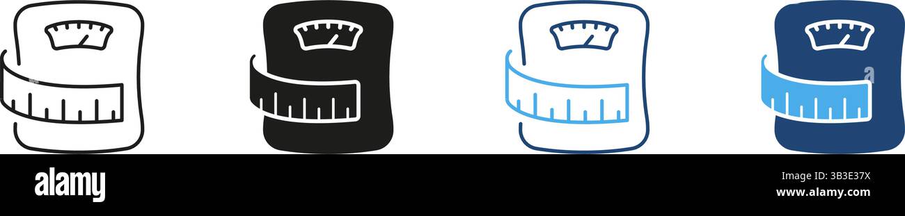 Weight Scale Line and Solid Icon Set. Weight, Health, and Fitness ...