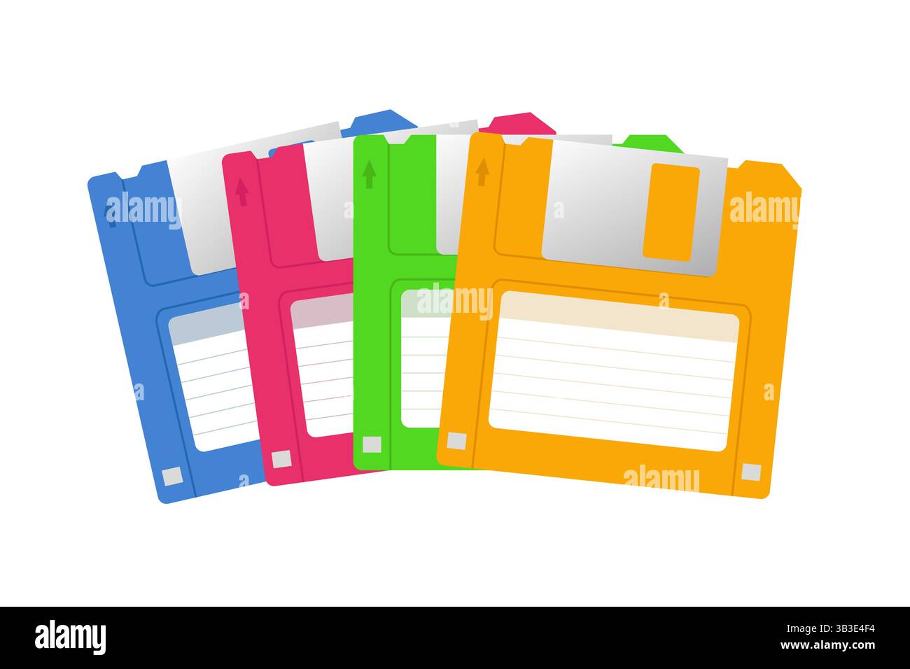 Four Colorful Floppy Disks Vibrant Retro And Nostalgic Technology Evolution Of Data Storage