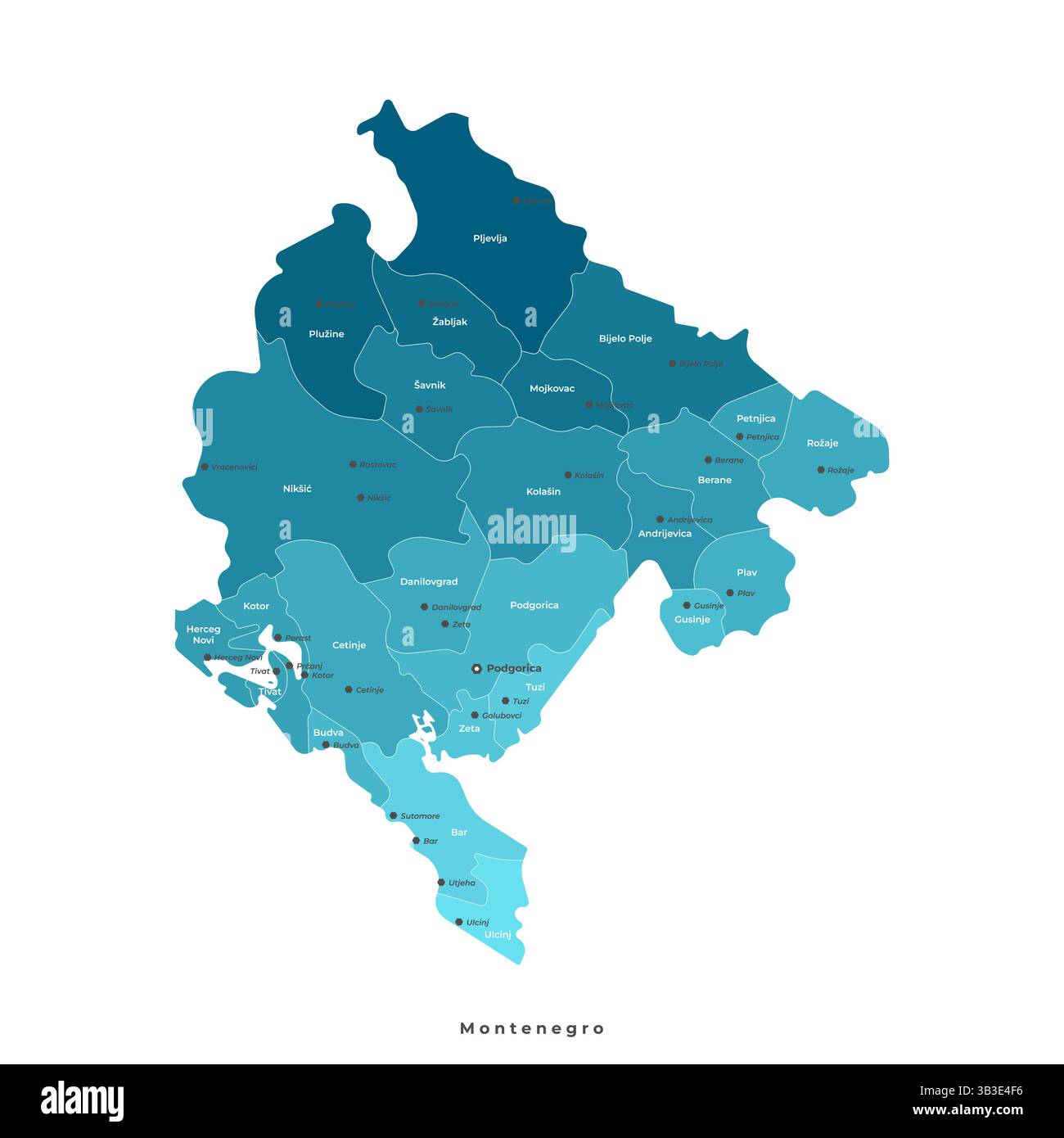 Cetinje vector outline map hi-res stock photography and images - Alamy