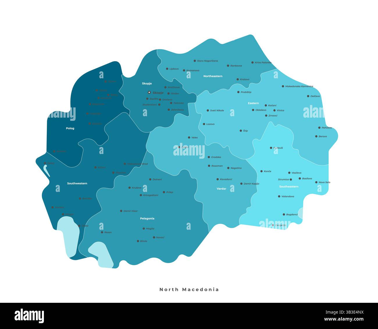 Vector isolated illustration. Simplified administrative map of North ...