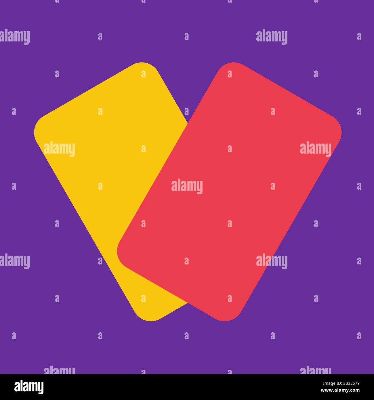 Vector flat clipart with 2 red and yellow card for referee (judge) as ...