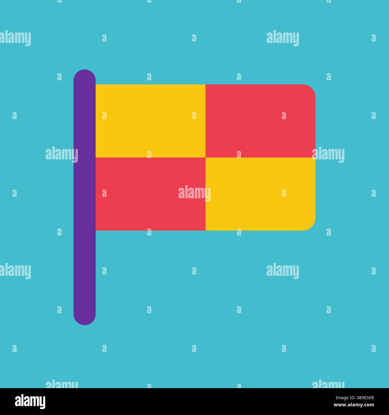 Vector flat concept with checkered flag of referee on blue background ...