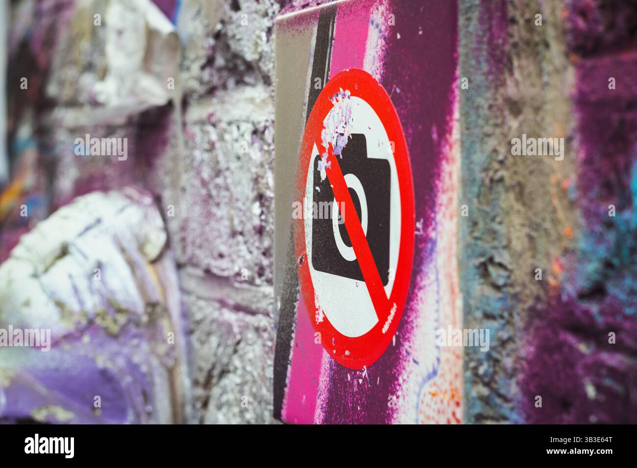 No photography, camera prohibited sign at Brick Lane in London, UK ...