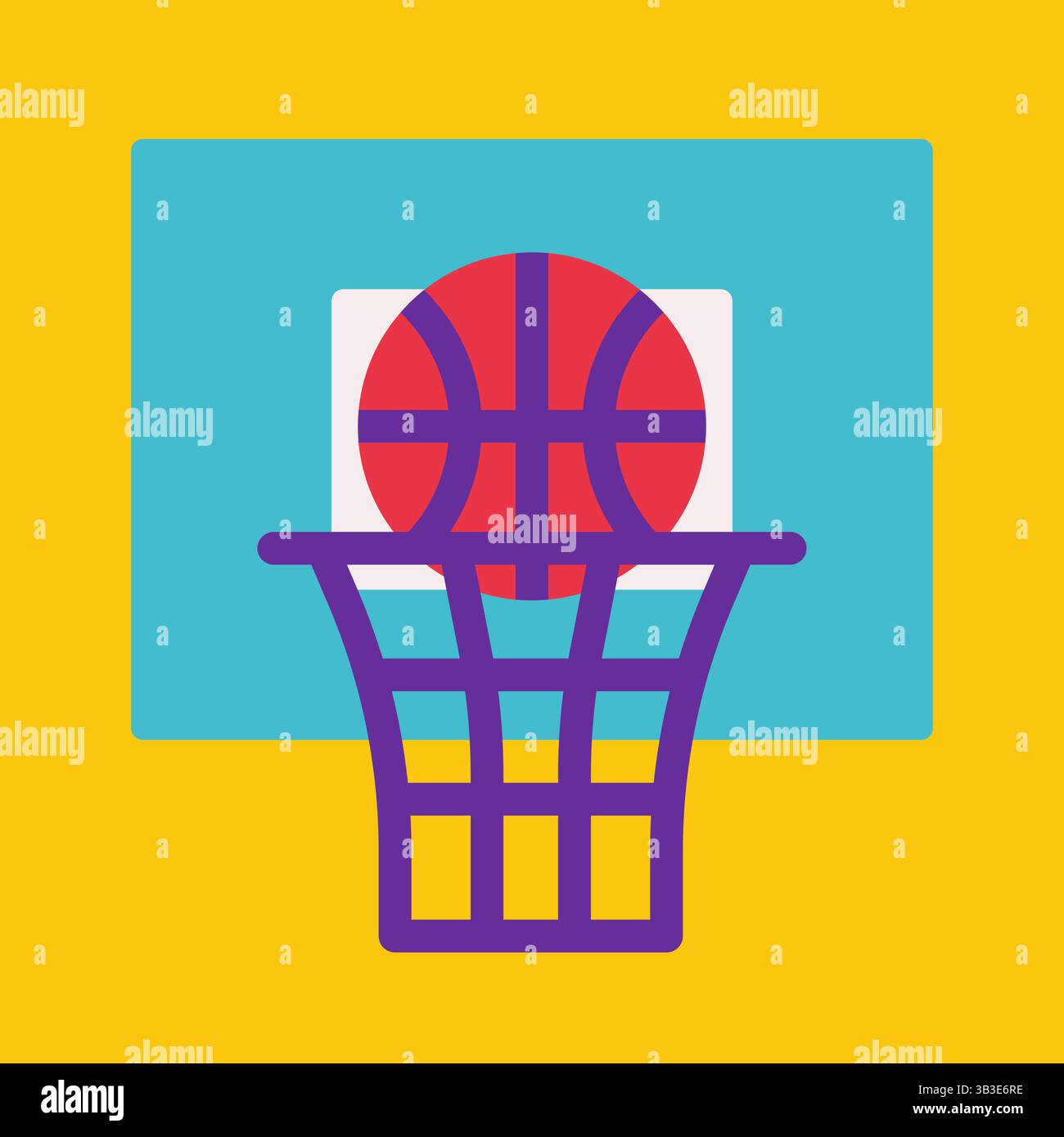 Vector flat concept with throwing basketball into basket with backboard ...
