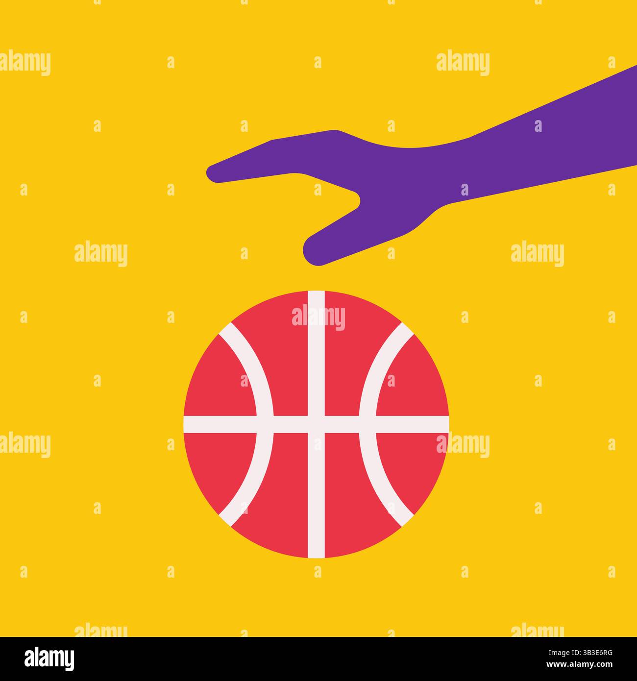 Vector flat concept with dribbling basketball to basket by player on ...