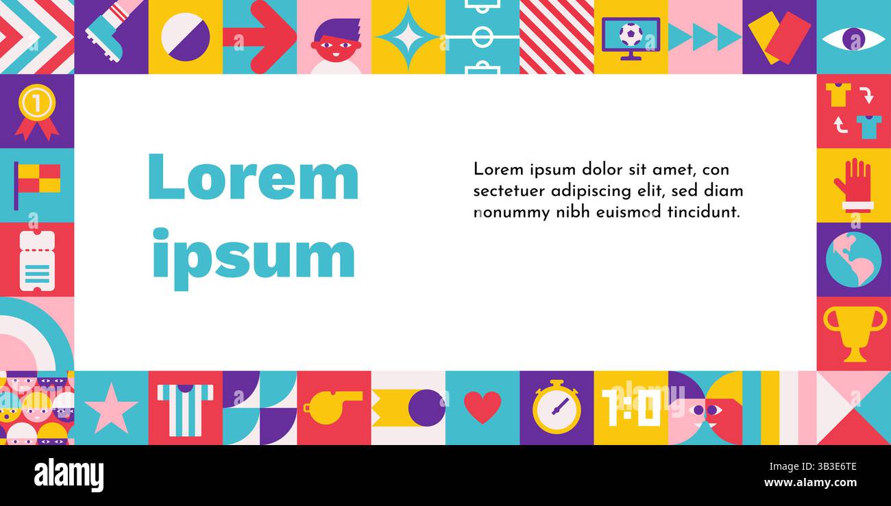 Vector flat horizontal frame for poster with square abstract icons ...