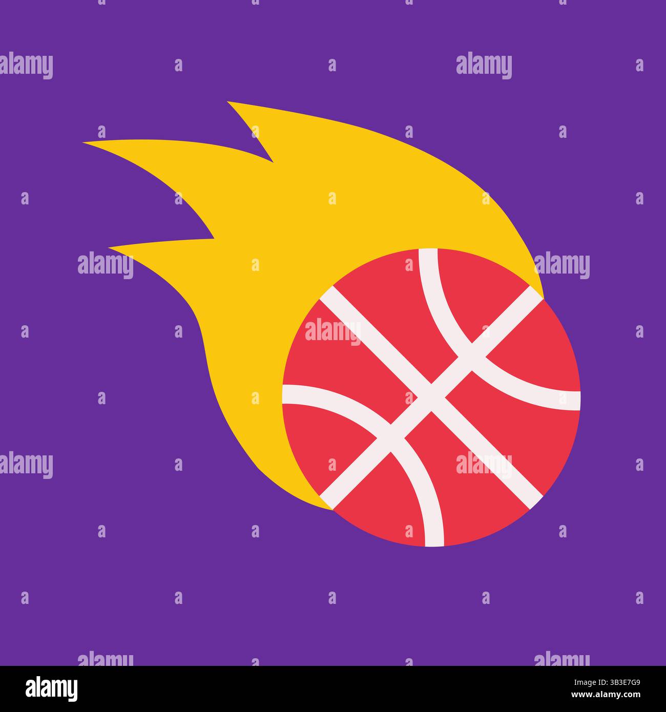 Vector flat concept with ball making dunk before victory on basketball ...