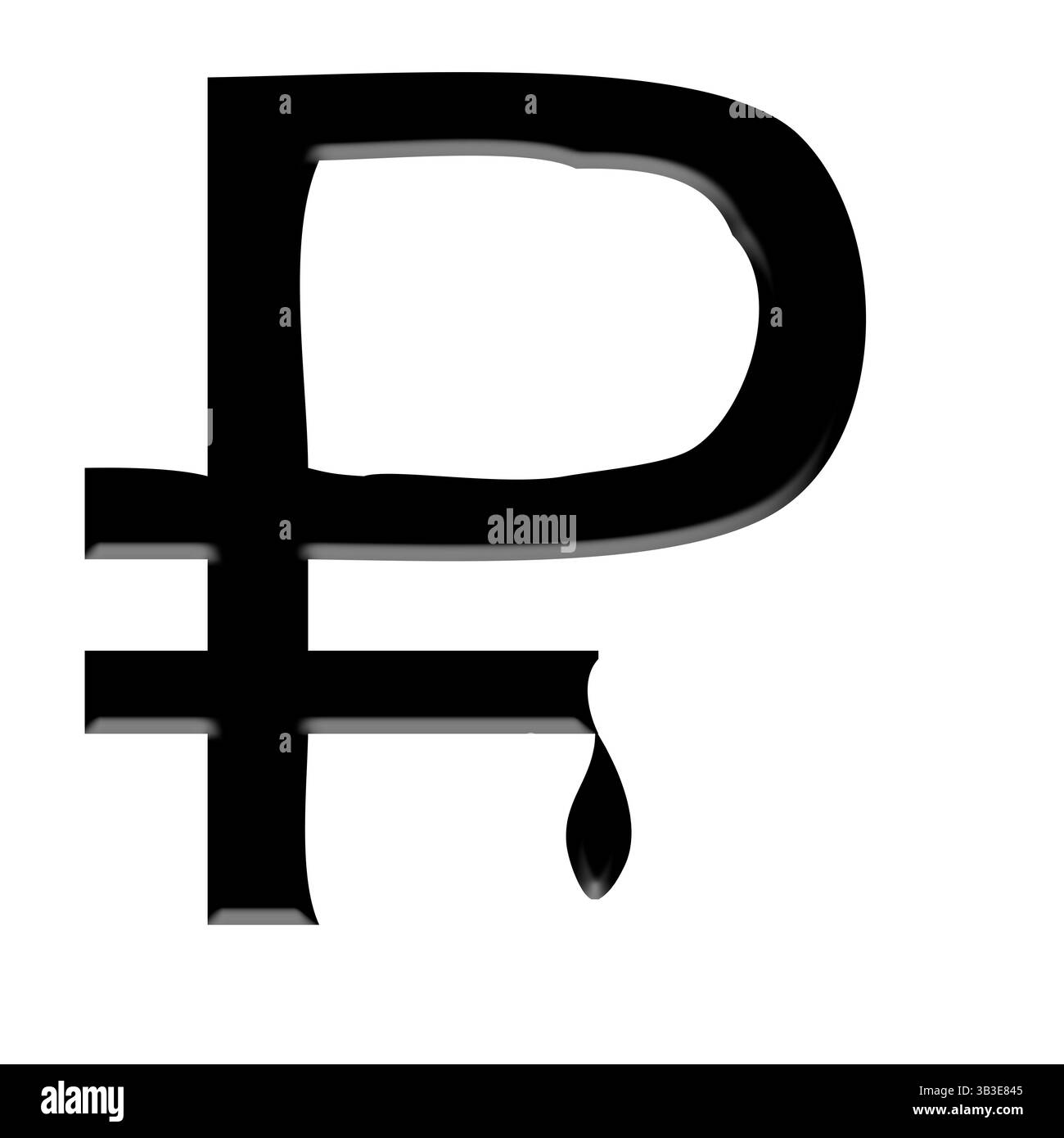Digital composite. Ruble symbol with a droplet of oil dripping off of ...