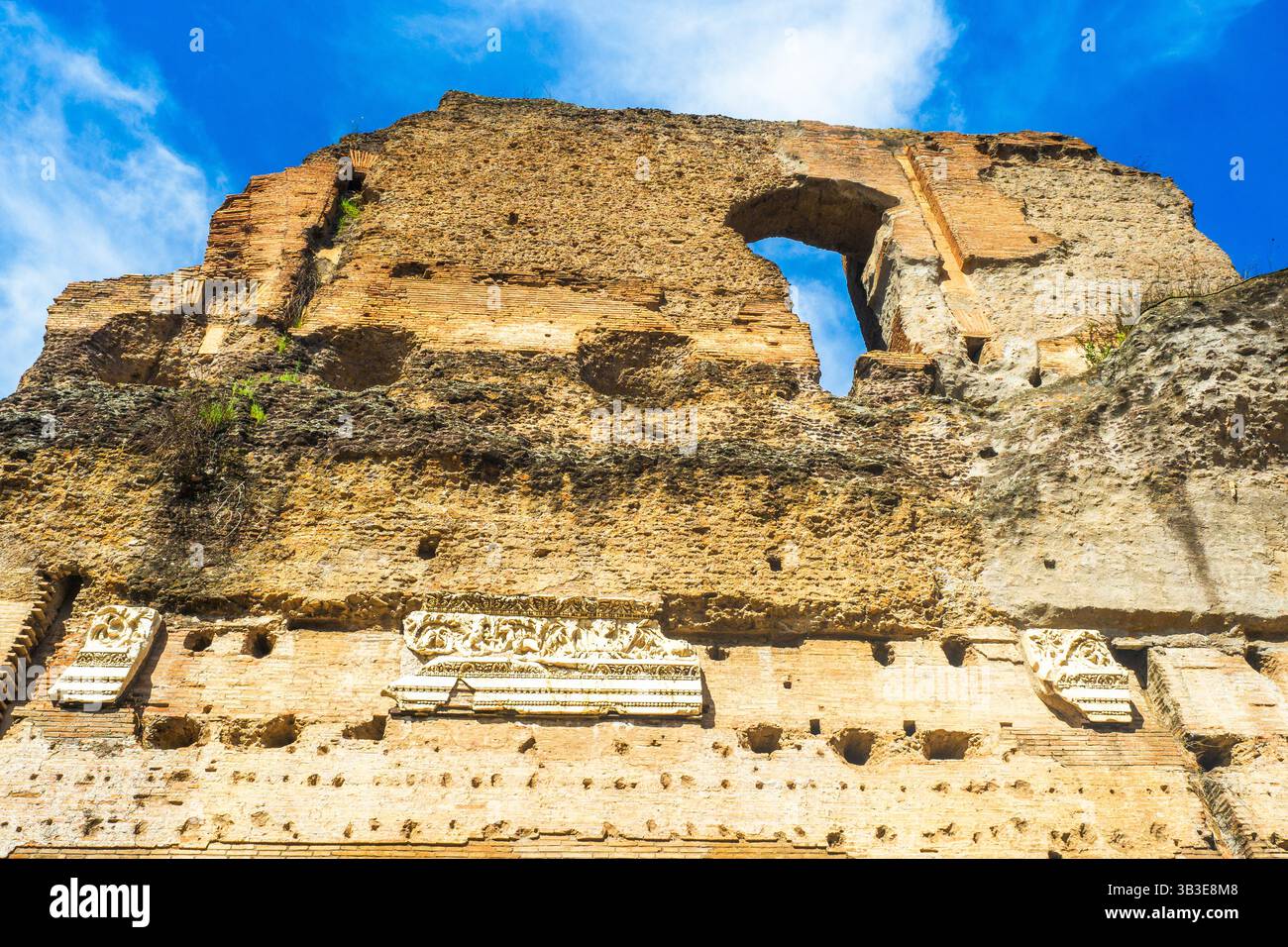The eastern Gym walls of the Baths of Caracalla - Rome, Italy Stock ...