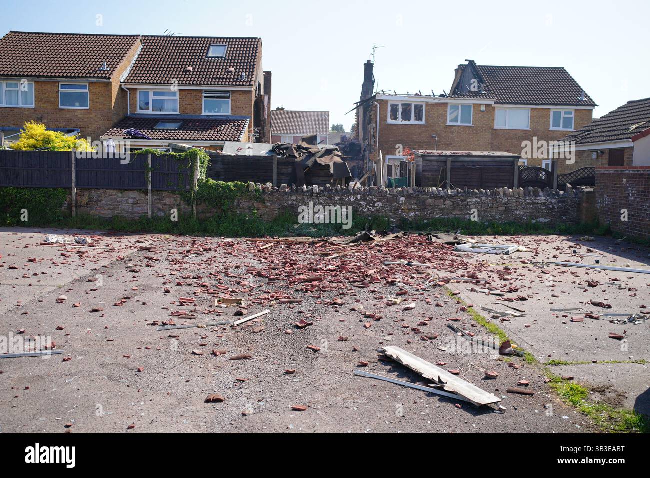 The scene on Lancaster Road in Yate near Bristol, where a property has ...
