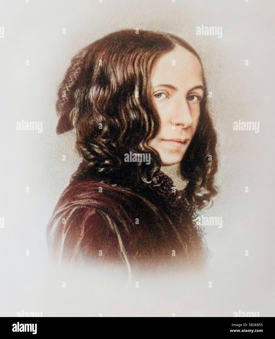 Elizabeth Barrett Browning, 1912. (Colorised black and white print ...
