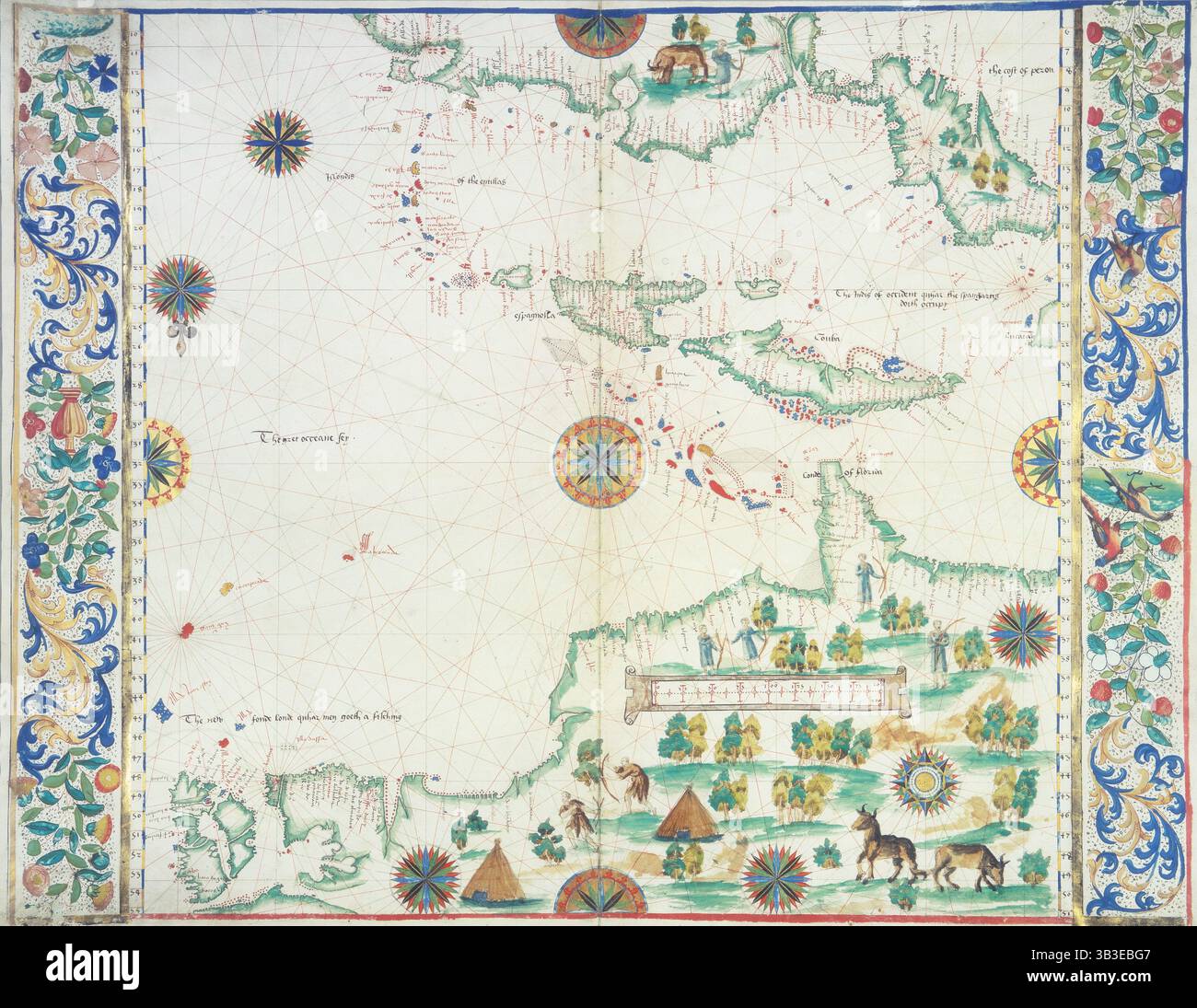 Map of the Caribbean, 1542. Map showing 'Couba' (Cuba), 'Espagnolla ...