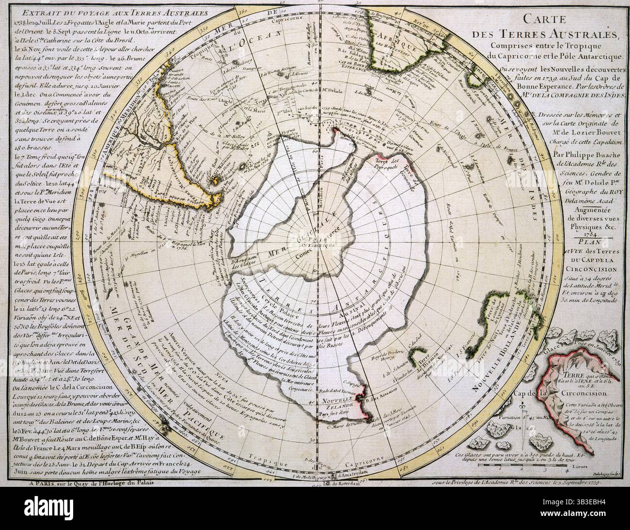 Map of Australasia and Antarctica, 1739. 'Cartes des Terres Australes ...