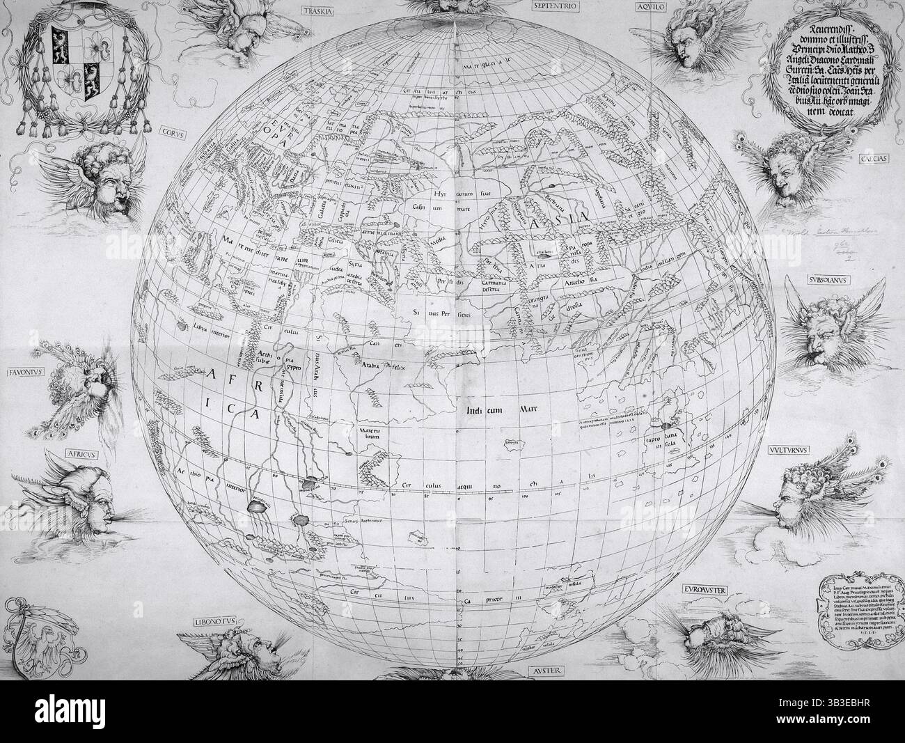 A map of the world, 1515. Depicting Europe, Asia and Africa. Rivers and ...