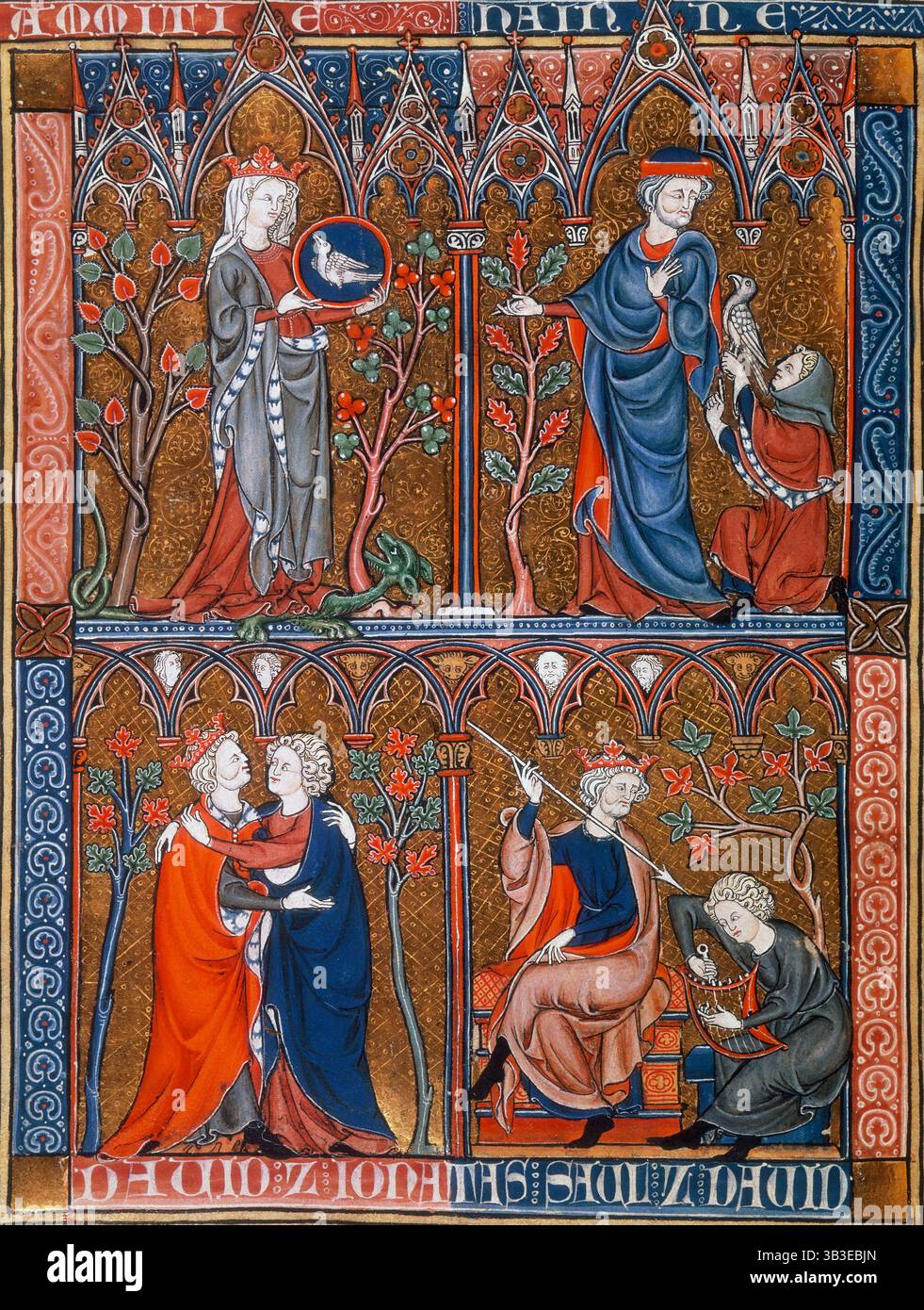 Friendship and Hatred; Jonathan, David and Saul, c1290-c1300. 'Amitié ...