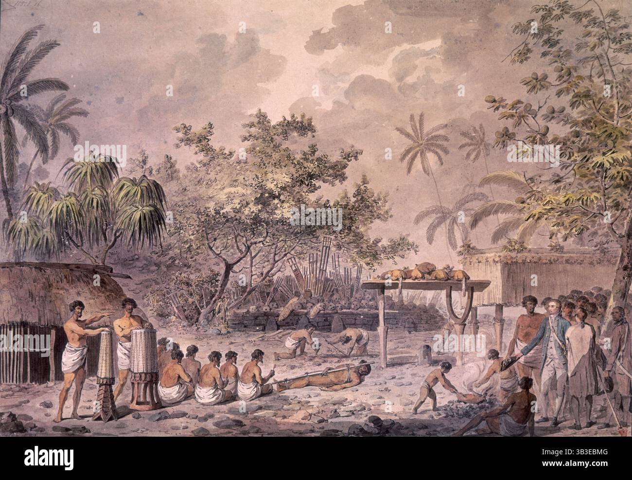 Human sacrifices at Otaheite (Tahiti), c1777-c1779. 'A Human Sacrifice ...